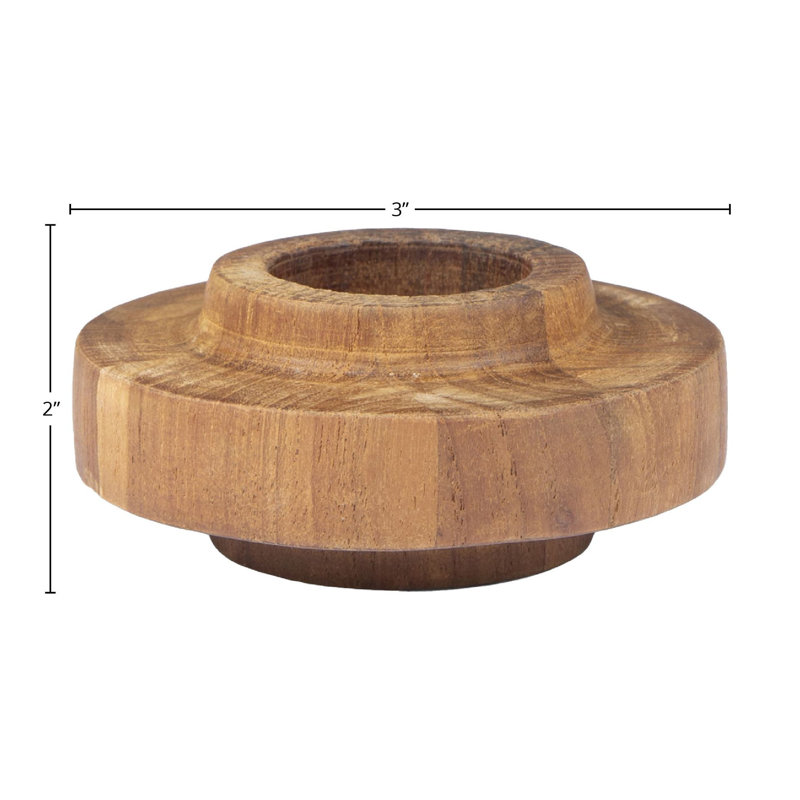 Joss & Main Pascaline Teak Ring Candle Holder | Wayfair